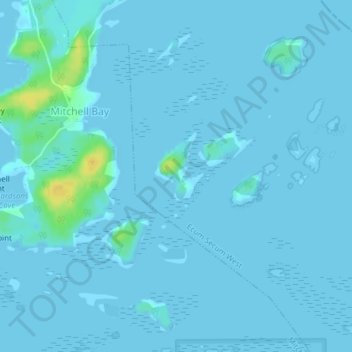 Carte topographique Tidmarsh Island, altitude, relief