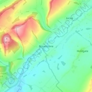 Carte topographique Broadstone, altitude, relief