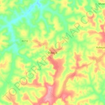 Carte topographique Dibaya, altitude, relief