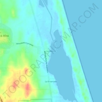 Carte topographique La Ribera, altitude, relief