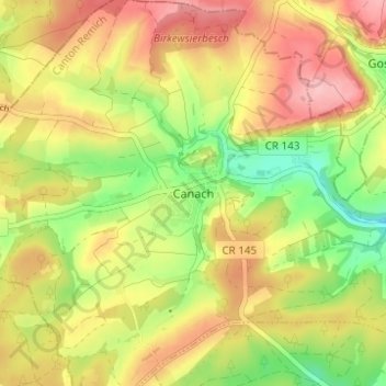 Carte topographique Canach, altitude, relief