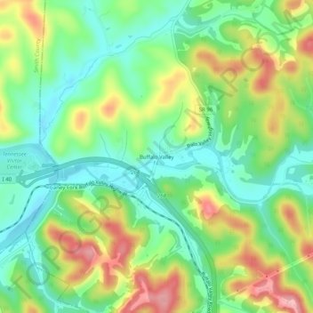 Carte topographique Buffalo Valley, altitude, relief