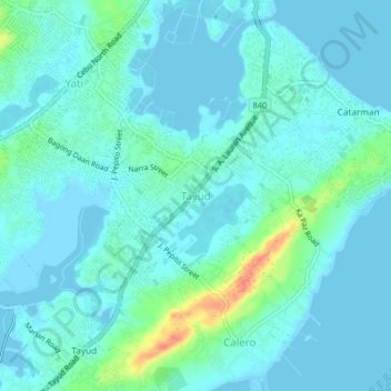 Carte topographique Tayud, altitude, relief