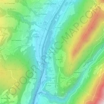 Carte topographique Les Combes, altitude, relief