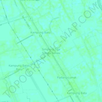 Carte topographique Simpang Tiga Sungai Limau, altitude, relief