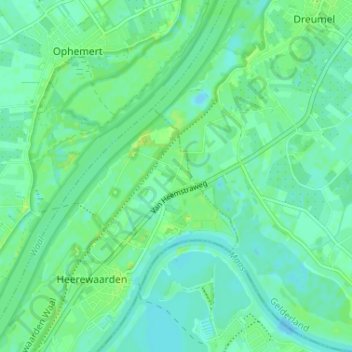 Carte topographique Veluwe, altitude, relief