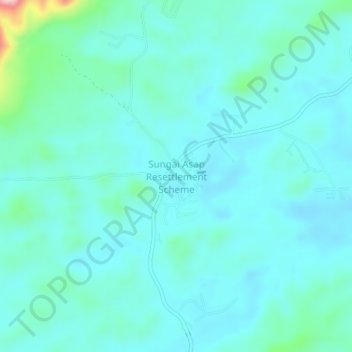 Carte topographique Sungai Asap Resettlement Scheme, altitude, relief
