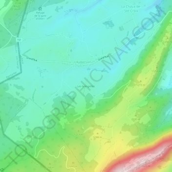 Carte topographique Les Grangettes, altitude, relief