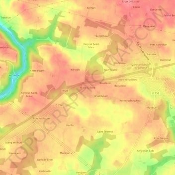 Carte topographique Mané Golern, altitude, relief
