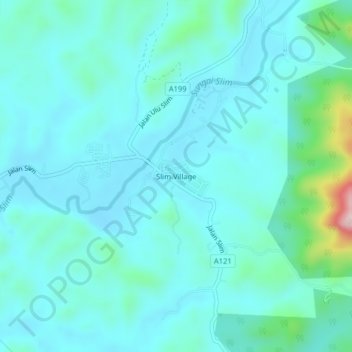 Carte topographique Slim Village, altitude, relief