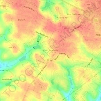 Carte topographique Gem Lake Estates, altitude, relief