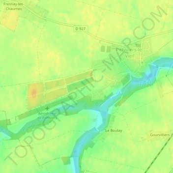 Carte topographique Le Terrain d'Aviation, altitude, relief