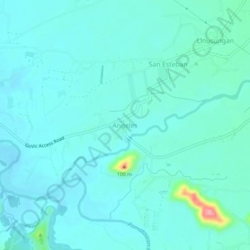Carte topographique Angeles, altitude, relief