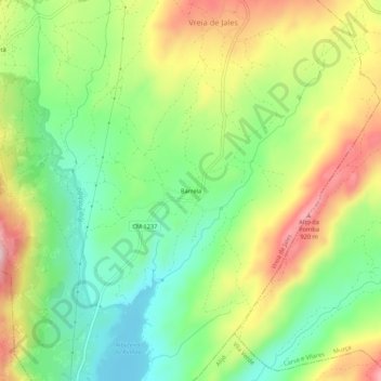 Carte topographique Barrela, altitude, relief