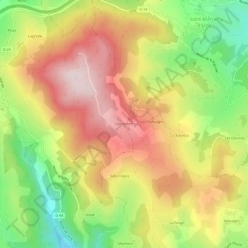 Carte topographique Rochefort, altitude, relief