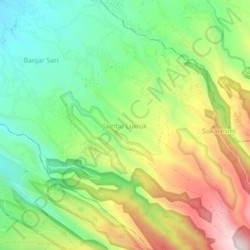 Carte topographique Jambu Luwuk, altitude, relief