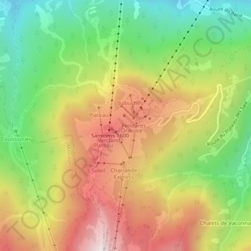 Carte topographique Plateau des Saix, altitude, relief