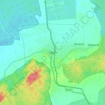 Carte topographique Digboi, altitude, relief