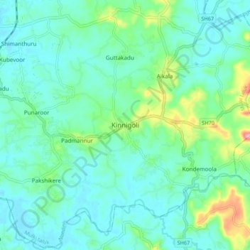 Carte topographique Kinnigoli, altitude, relief