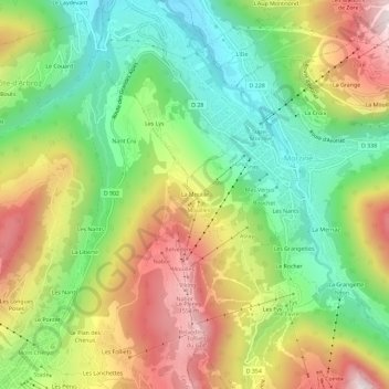 Carte topographique La Mouille, altitude, relief