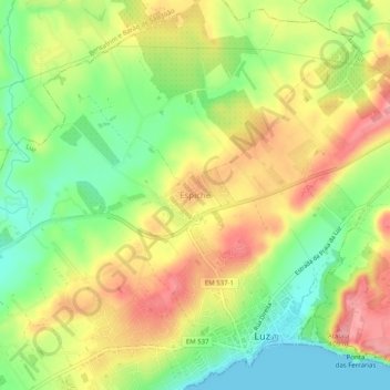 Carte topographique Espiche, altitude, relief