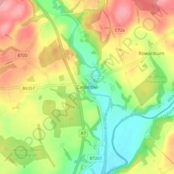 Carte topographique Canonbie, altitude, relief