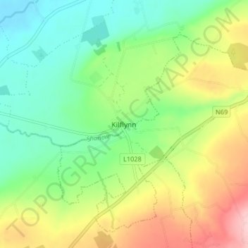 Carte topographique Kilflynn, altitude, relief
