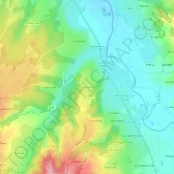 Carte topographique Chez Faure, altitude, relief