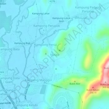 Carte topographique Malau, altitude, relief