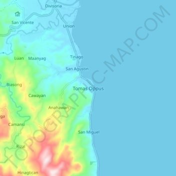 Carte topographique Tomas Oppus, altitude, relief
