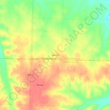 Carte topographique New Kirk, altitude, relief