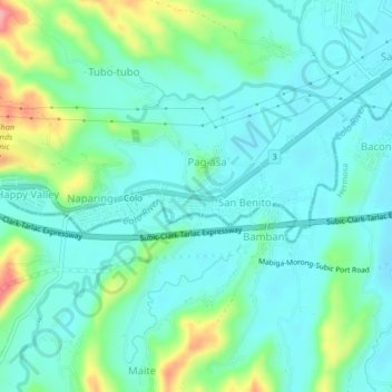 Carte topographique Magsaysay, altitude, relief