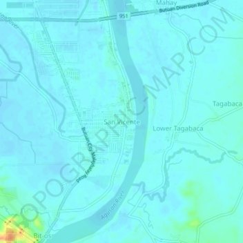 Carte topographique San Vicente, altitude, relief