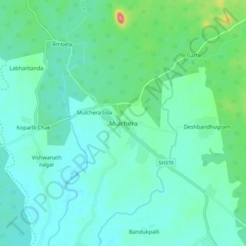 Carte topographique Mulchera, altitude, relief