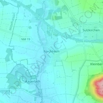 Carte topographique Forchheim, altitude, relief