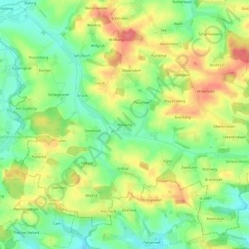 Carte topographique Moosing, altitude, relief