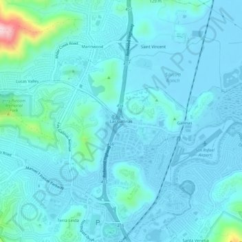 Carte topographique Las Gallinas, altitude, relief