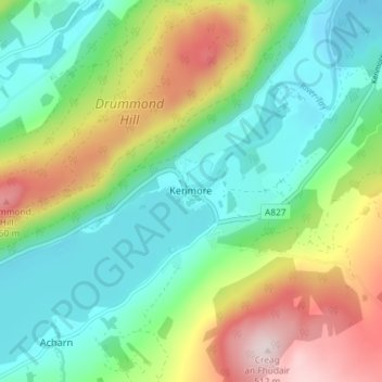 Carte topographique Kenmore, altitude, relief
