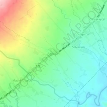Carte topographique Panagan, altitude, relief