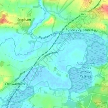 Carte topographique Hardham, altitude, relief