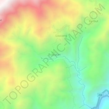 Carte topographique Buscalan, altitude, relief