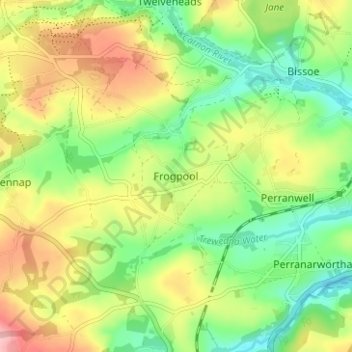 Carte topographique Frogpool, altitude, relief