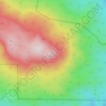 Carte topographique Tutamoe / Tutamoi, altitude, relief