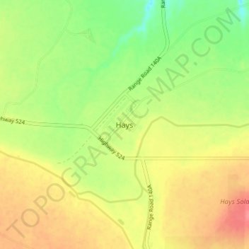 Carte topographique Hays, altitude, relief