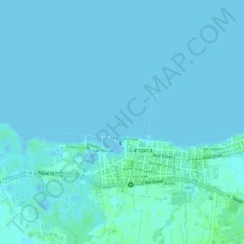 Carte topographique Carigara Bay, altitude, relief