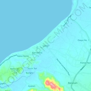 Carte topographique Luna, altitude, relief