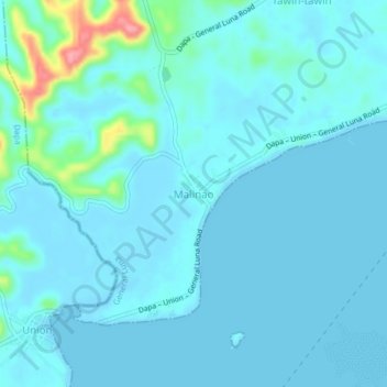 Carte topographique Malinao, altitude, relief