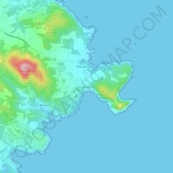 Carte topographique Cala Boix, altitude, relief