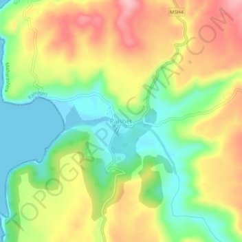 Carte topographique Palshet, altitude, relief