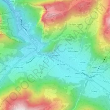 Carte topographique Schrecken, altitude, relief